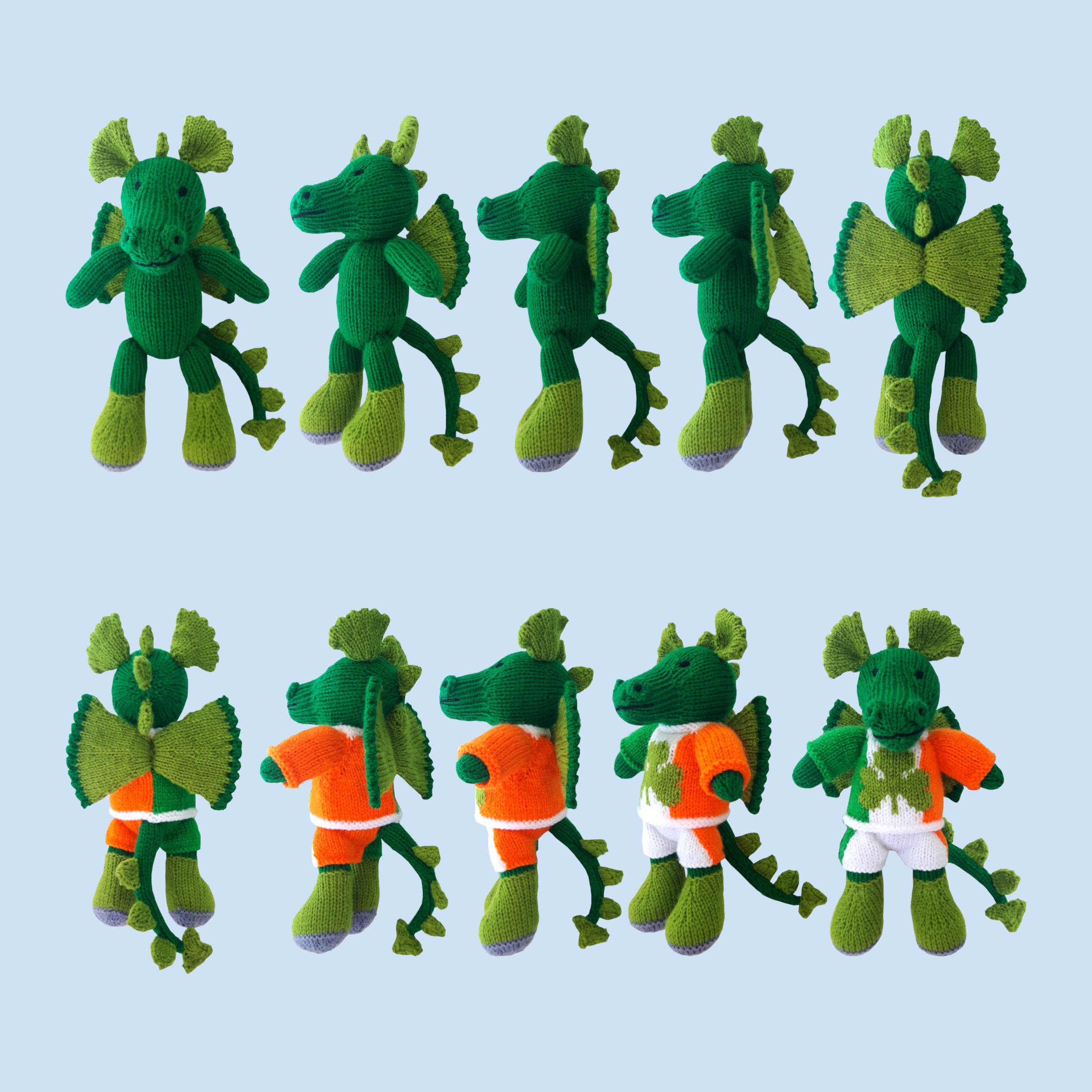 Toy Knitting Pattern for an Irish Dragon Boy Wearing an Irish Flag Top ...