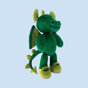 Toy Knitting Pattern for a Dragon Girl Wearing a Top Down Dress and ...