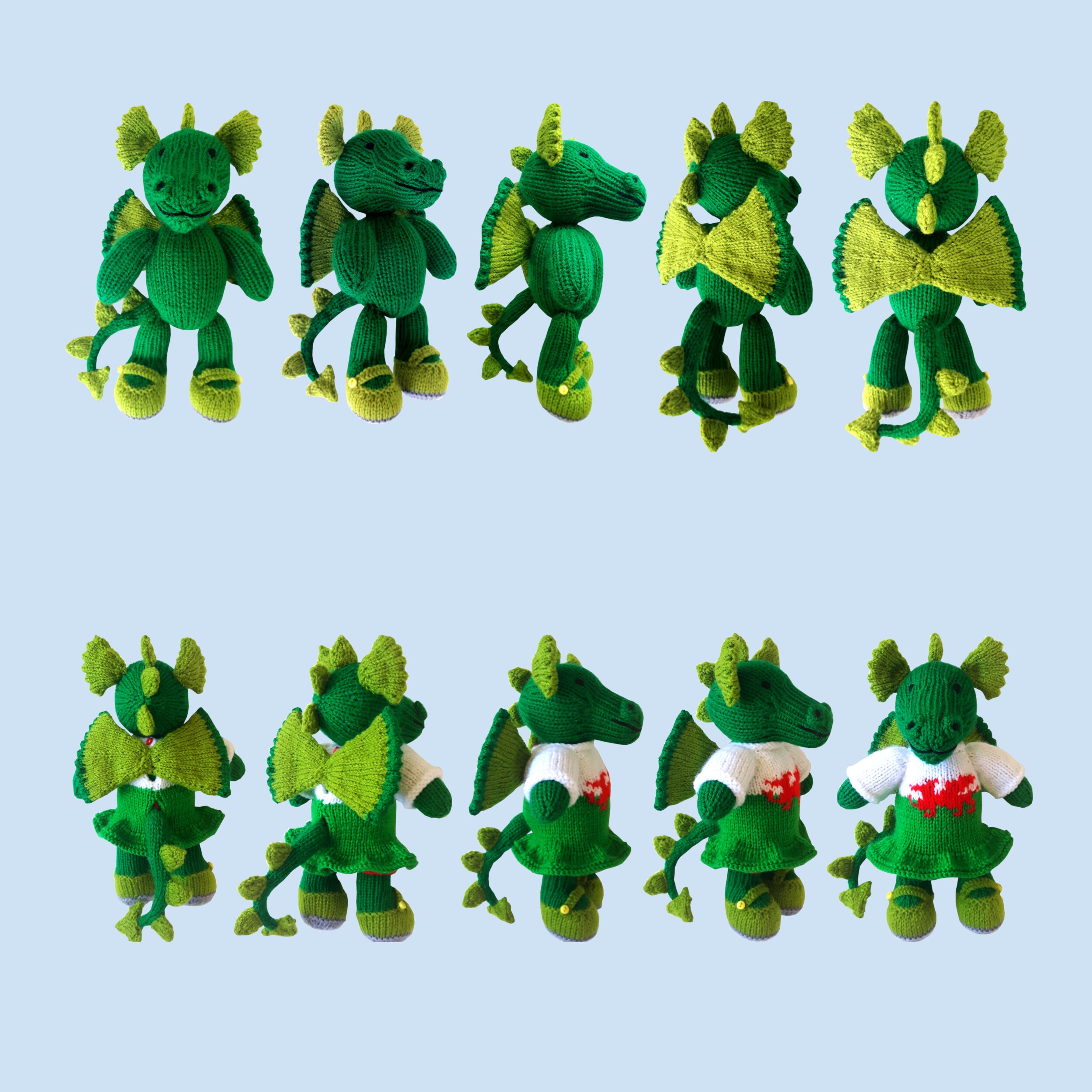 Toy Knitting Pattern for a Welsh Dragon Girl Wearing a Flag of | Etsy UK