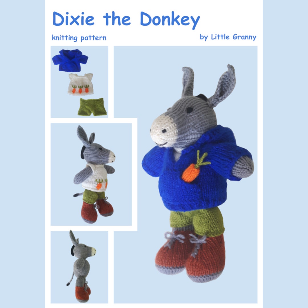 Toy Knitting Pattern for Dixie the Donkey With a Top Down T-shirt and ...