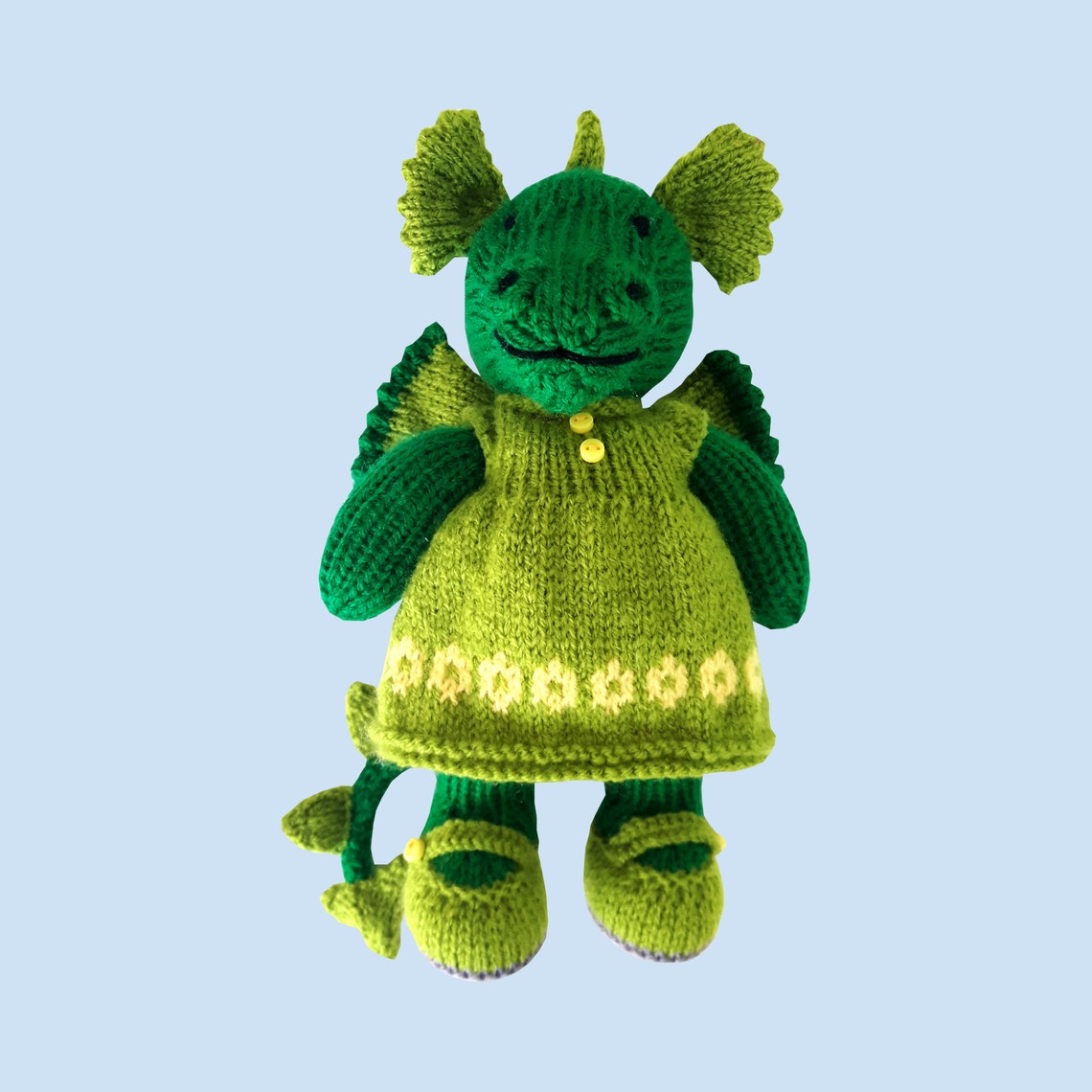 Toy Knitting Pattern for a Dragon Girl Wearing a Top Down | Etsy UK