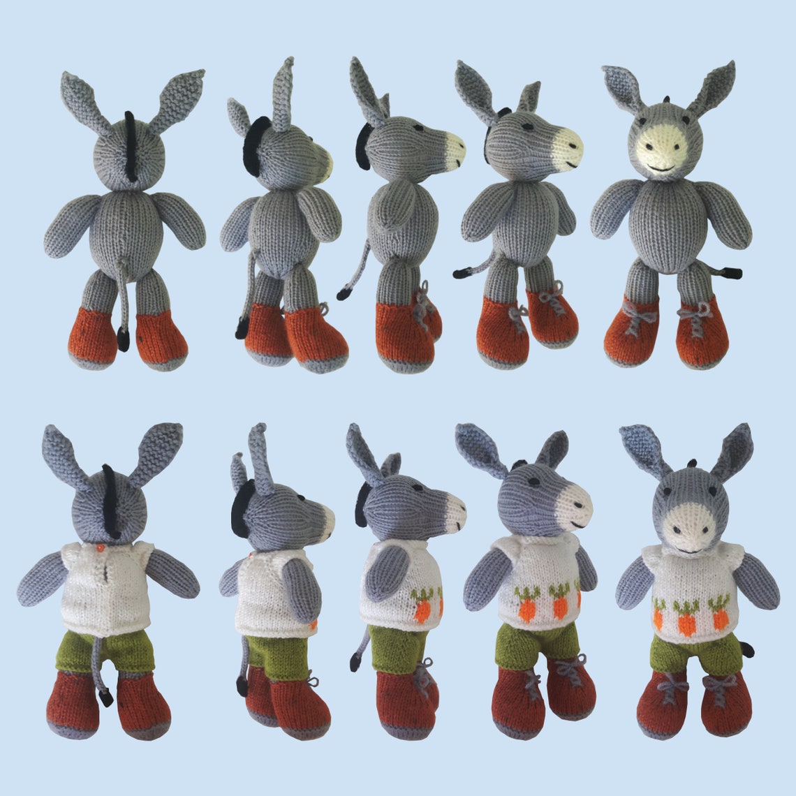 Toy Knitting Pattern for Dixie the Donkey With a Top Down - Etsy