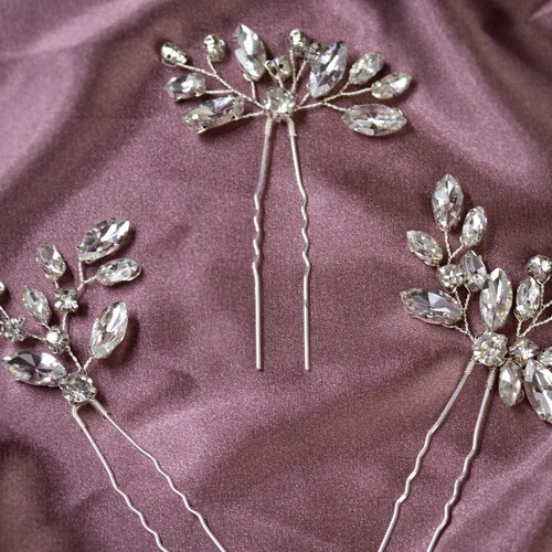 Set Of 12 Bridal Hair Pin Wedding Hair Accessory Diamond Etsy