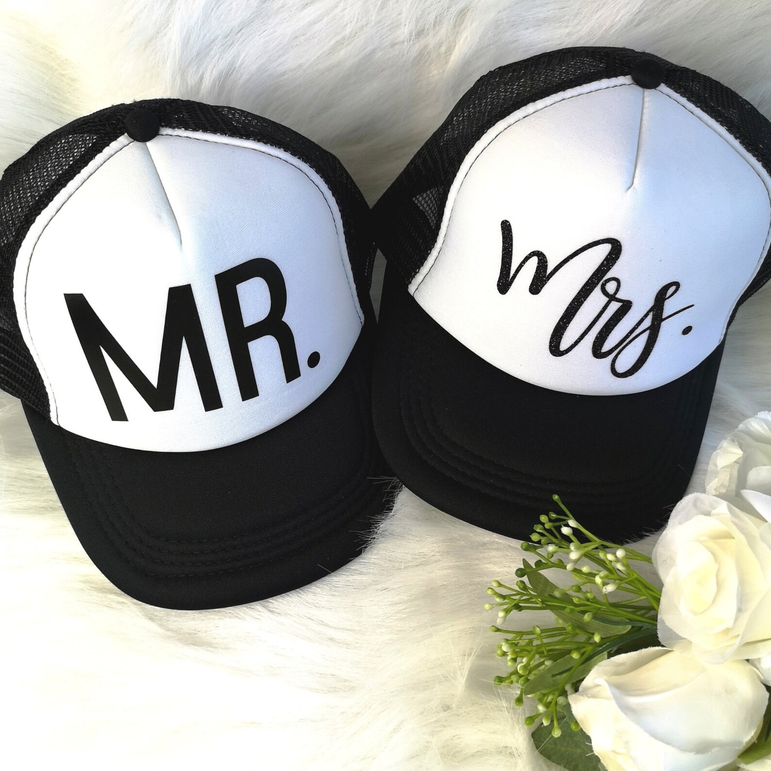 Set of 2 Mr. and Mrs. Hat Mr. and Mrs. Trucker Hat Set | Etsy