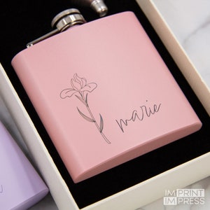 Custom Flower Flask | Bridesmaid Gift | 21st Birthday Gift | Laser ...