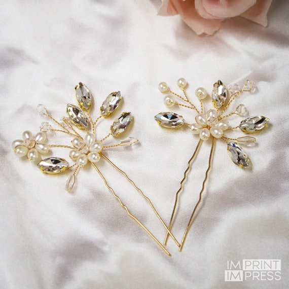 Set of 2 Hair Pins Bridal Hair Pin Wedding Hair Accessory - Etsy