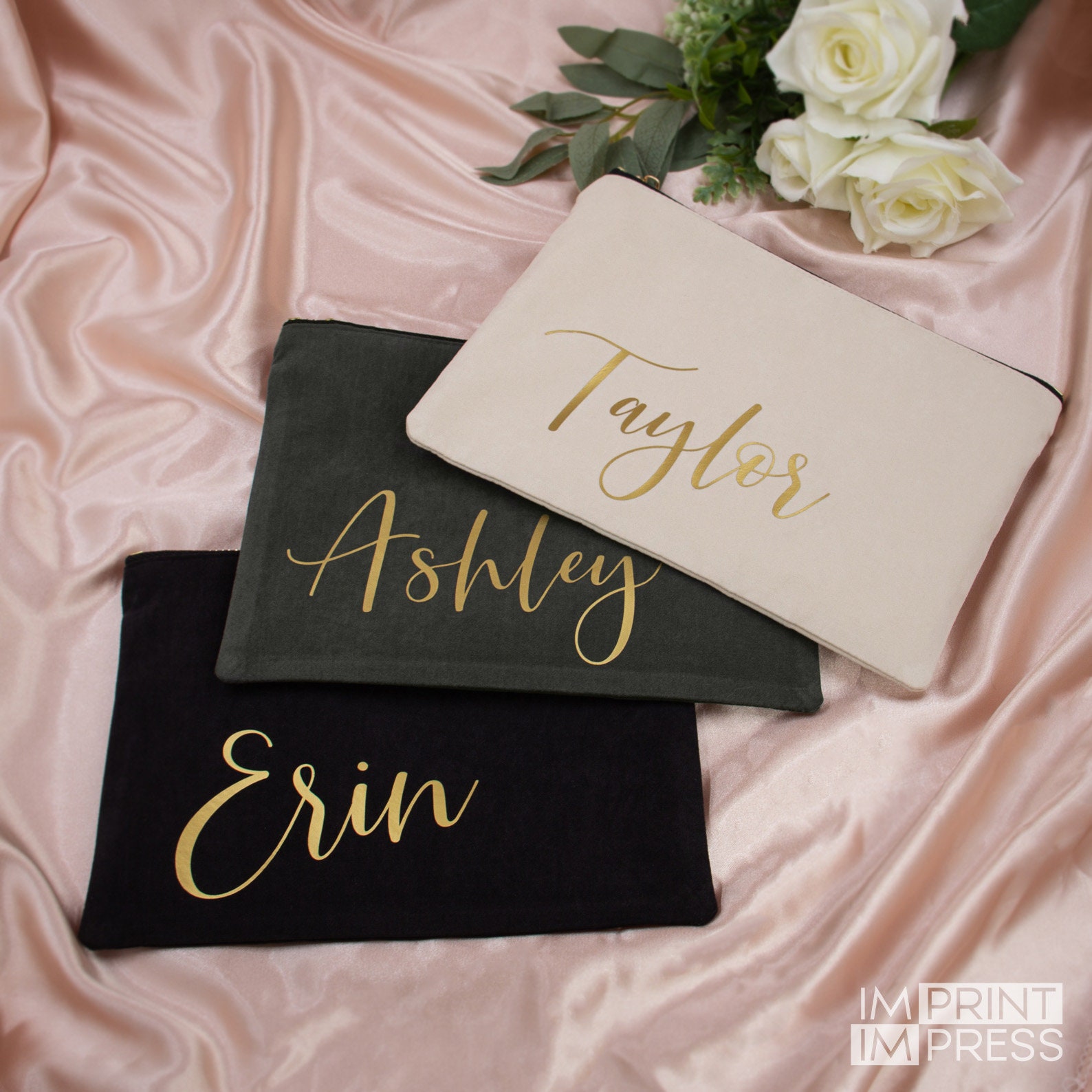 Personalized Suede Makeup Bag Bridesmaid Cosmetic Bag - Etsy