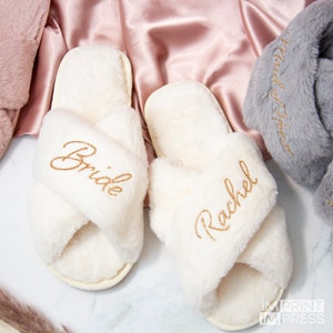 Custom Bride Slippers | Bridesmaid Gift | Bachelorette Party Gift Set ...