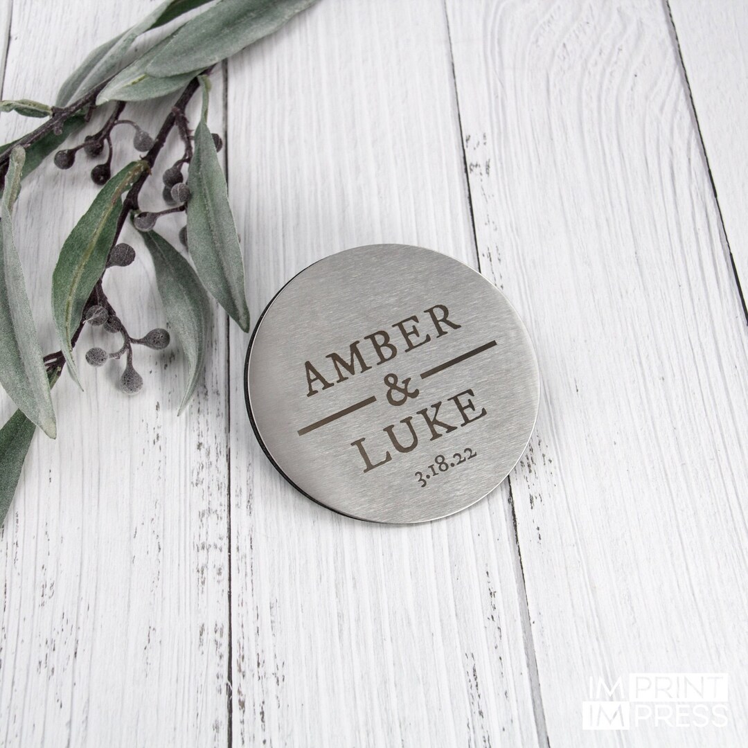 Set of 4 Personalized Stainless Steel Coaster Set of 4 Coaster ...