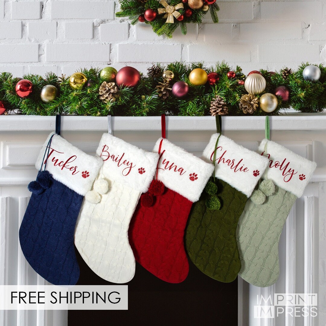 Personalized Pet Christmas Stocking | Pawprint Christmas Stocking ...