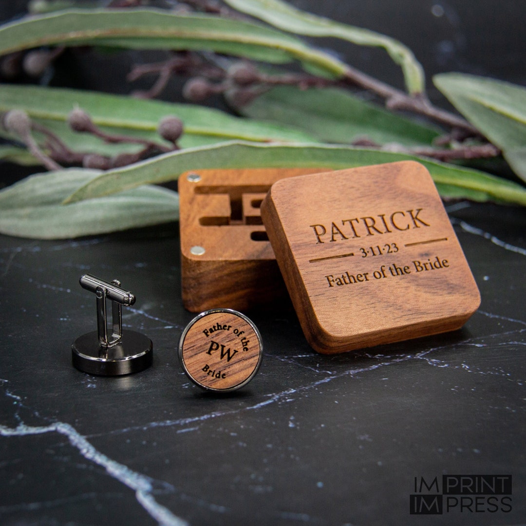 Custom Engraved Wood Cufflinks With Box | Personalized Groomsman Gift ...
