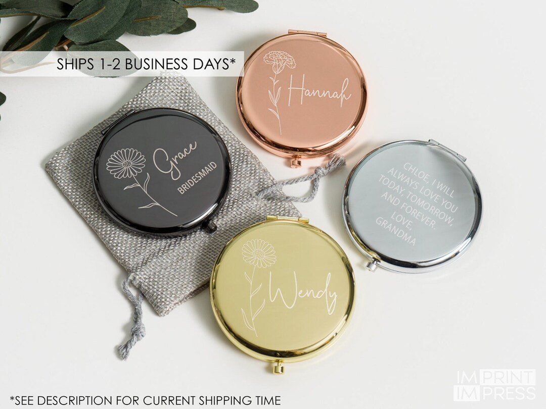 Personalized Compact Mirror Birth Month Flower Mirror - Etsy