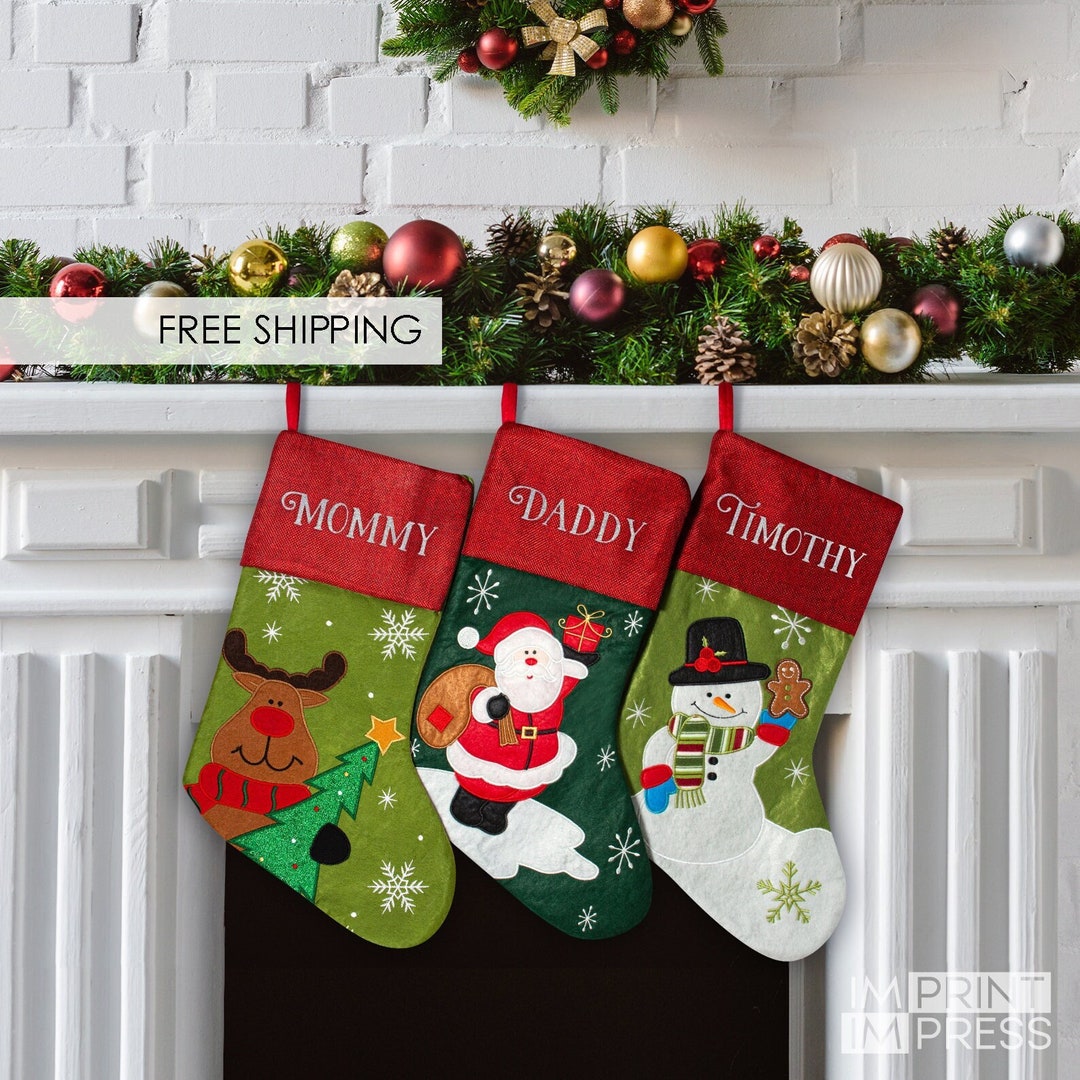Personalized Cute Christmas Stocking | Custom Snowman Christmas ...