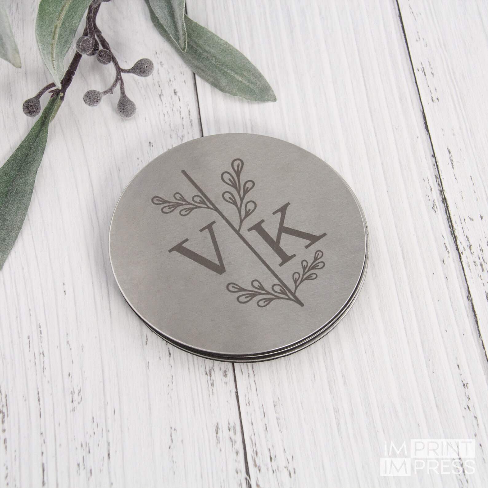 Set of 4 Personalized Stainless Steel Coaster Set of 4 - Etsy