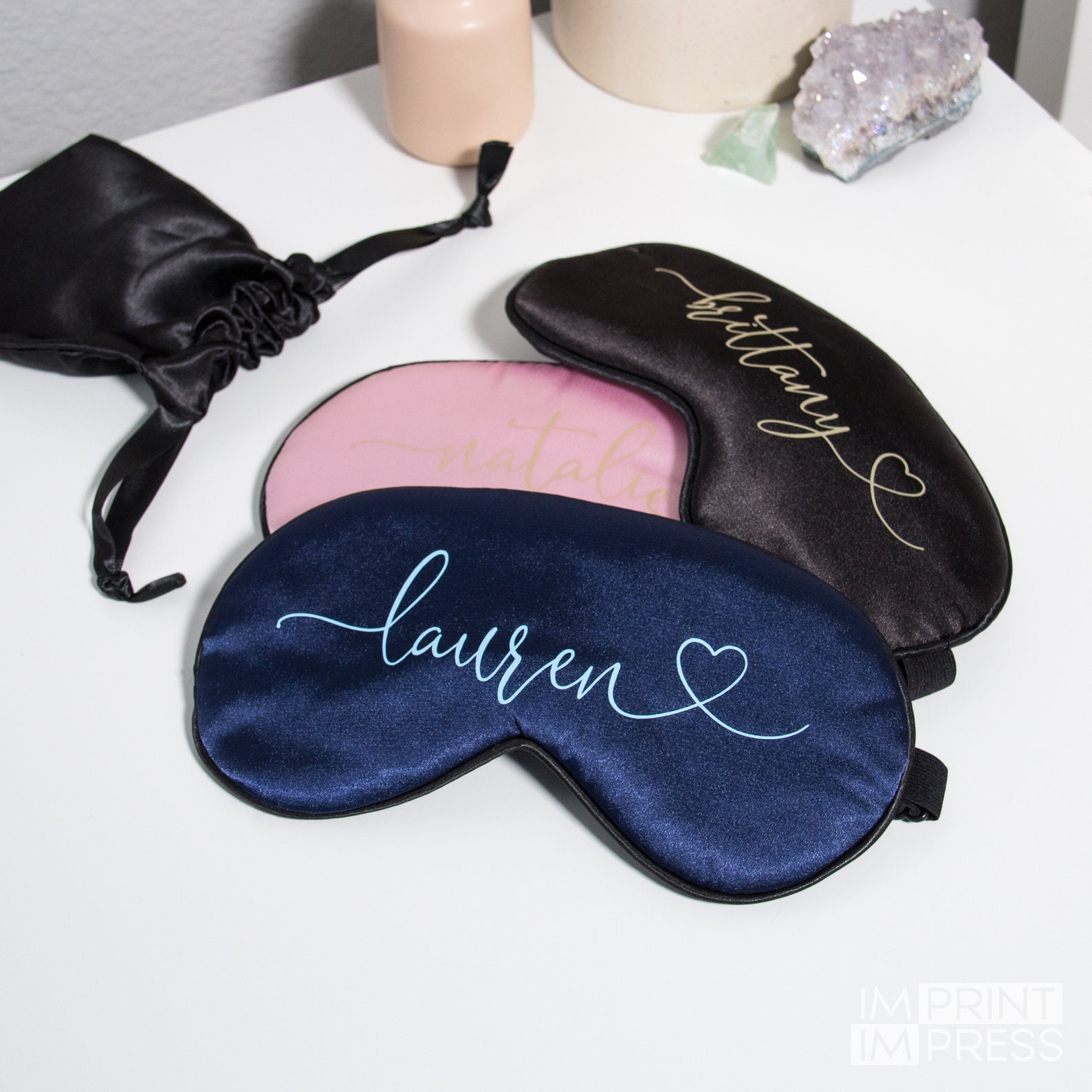 Custom Eye Mask With Heart | Personalized Sleep Mask | Custom Satin Eye ...