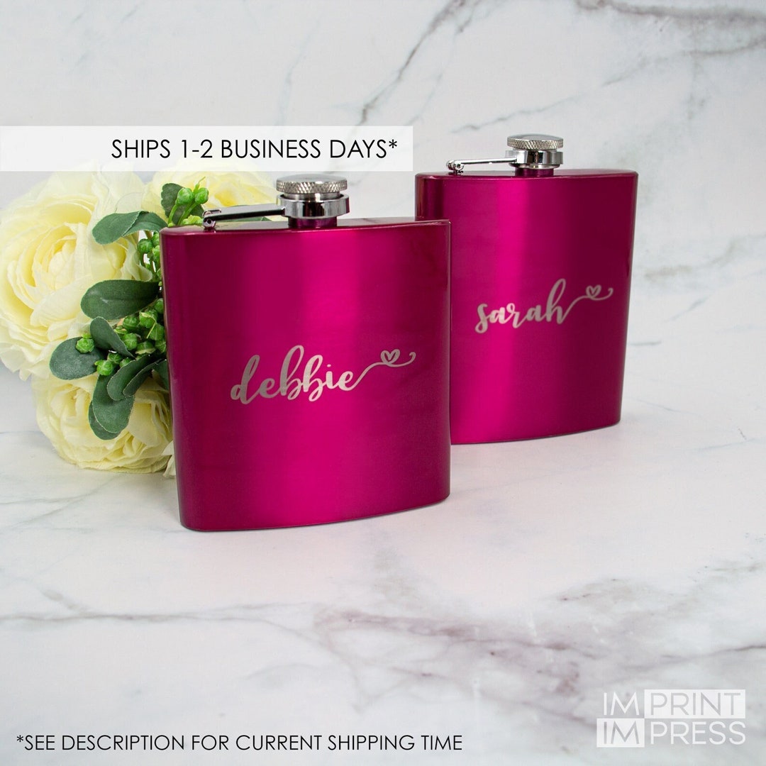 Personalized Women's Flask | Metallic Custom Women's Flask | 21st ...
