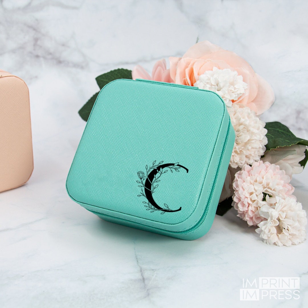 Custom Flower Initial Jewelry Box | Gift for Her | Personalized Flower ...