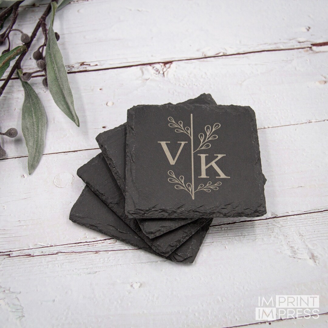 Set of 4 Custom Slate Coaster Housewarming Gift Couple Gift Set New ...