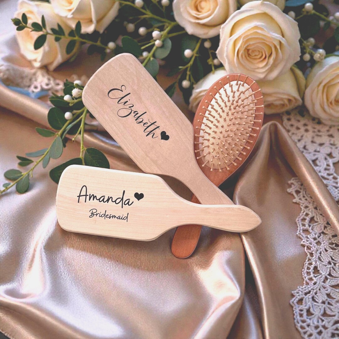 Personalized Wooden Brush, Custom Hair Brush, Wedding Party Gift ...