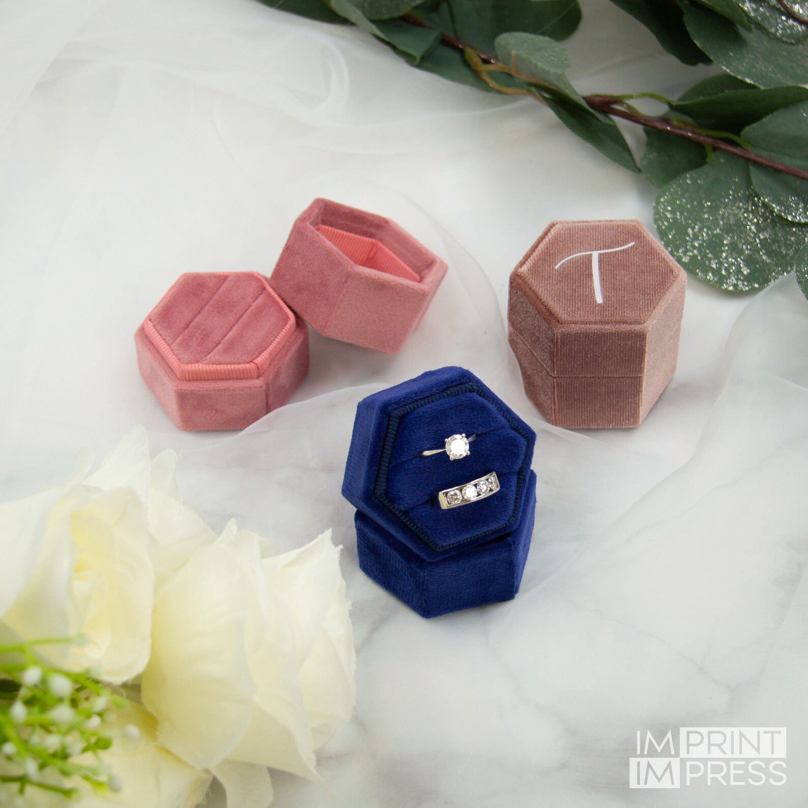 Personalized Wedding Ring Box Custom Velvet Ring Box Two - Etsy