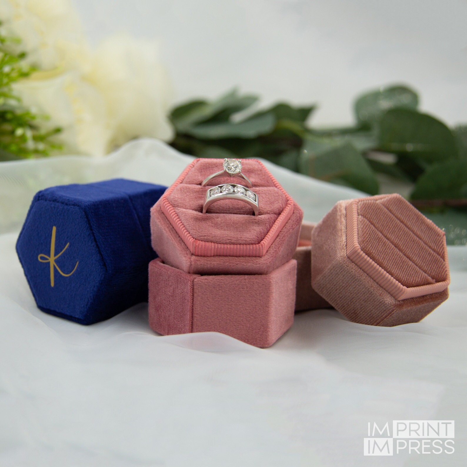 Personalized Wedding Ring Box Custom Velvet Ring Box Two - Etsy