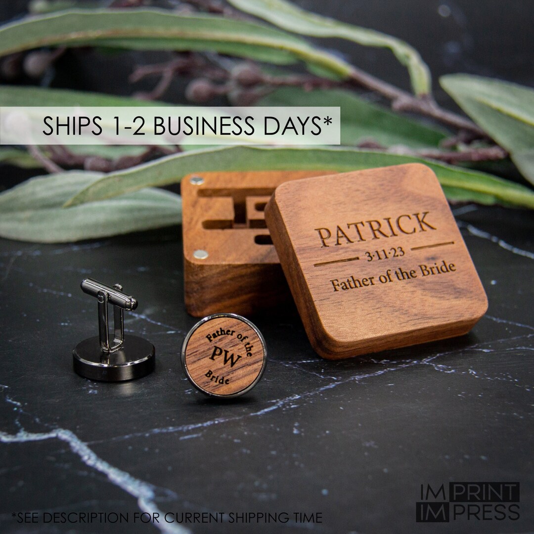 Custom Engraved Wood Cufflinks With Box Personalized Groomsman Gift ...