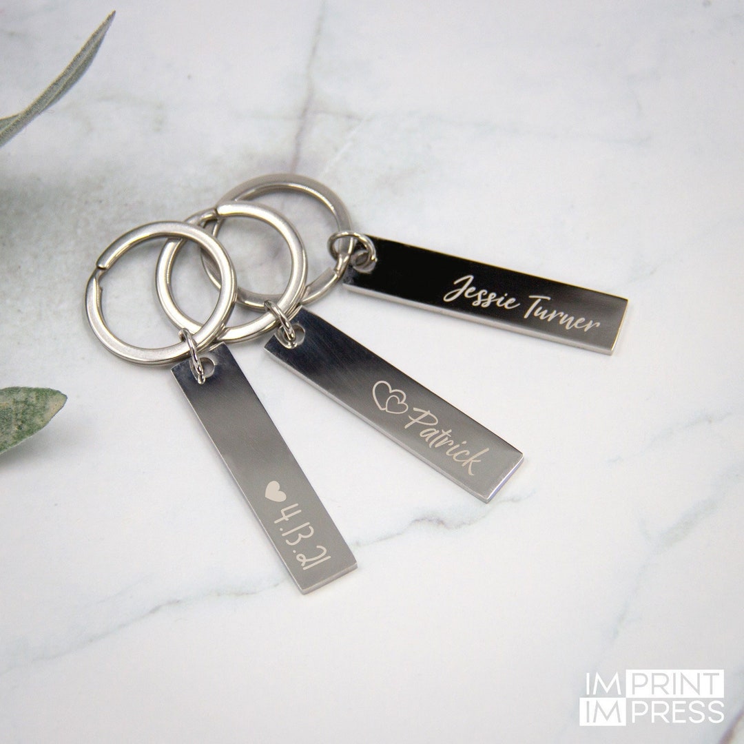 Custom Engraved Bar Key Chain | Gift for Him | Personalized Keychain ...