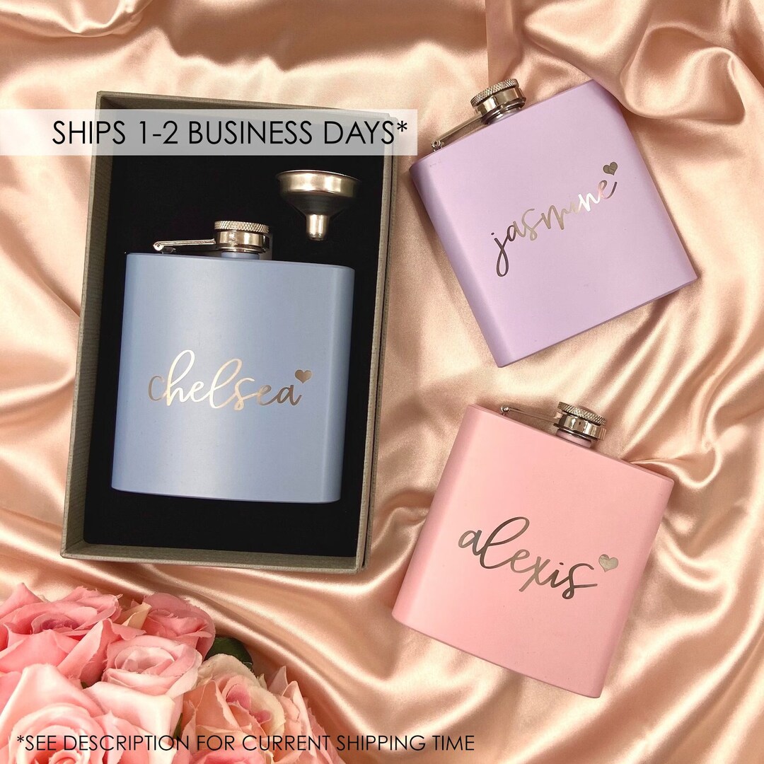 Personalized Flask | Laser Engraved, Bridesmaid Gift - Etsy