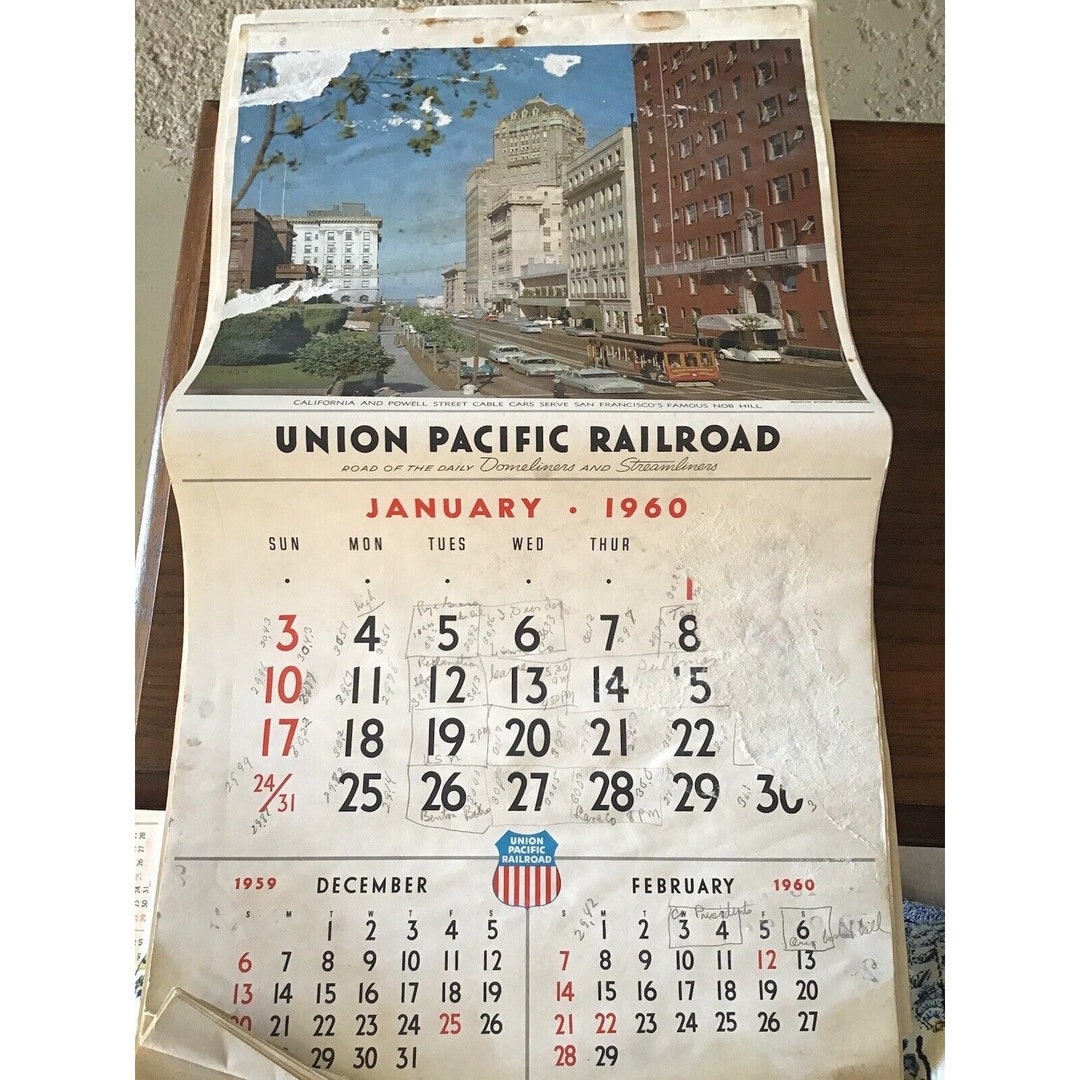 Vintage 1960 Union Pacific Railroad Scenic Calendar Trains Railway - Etsy
