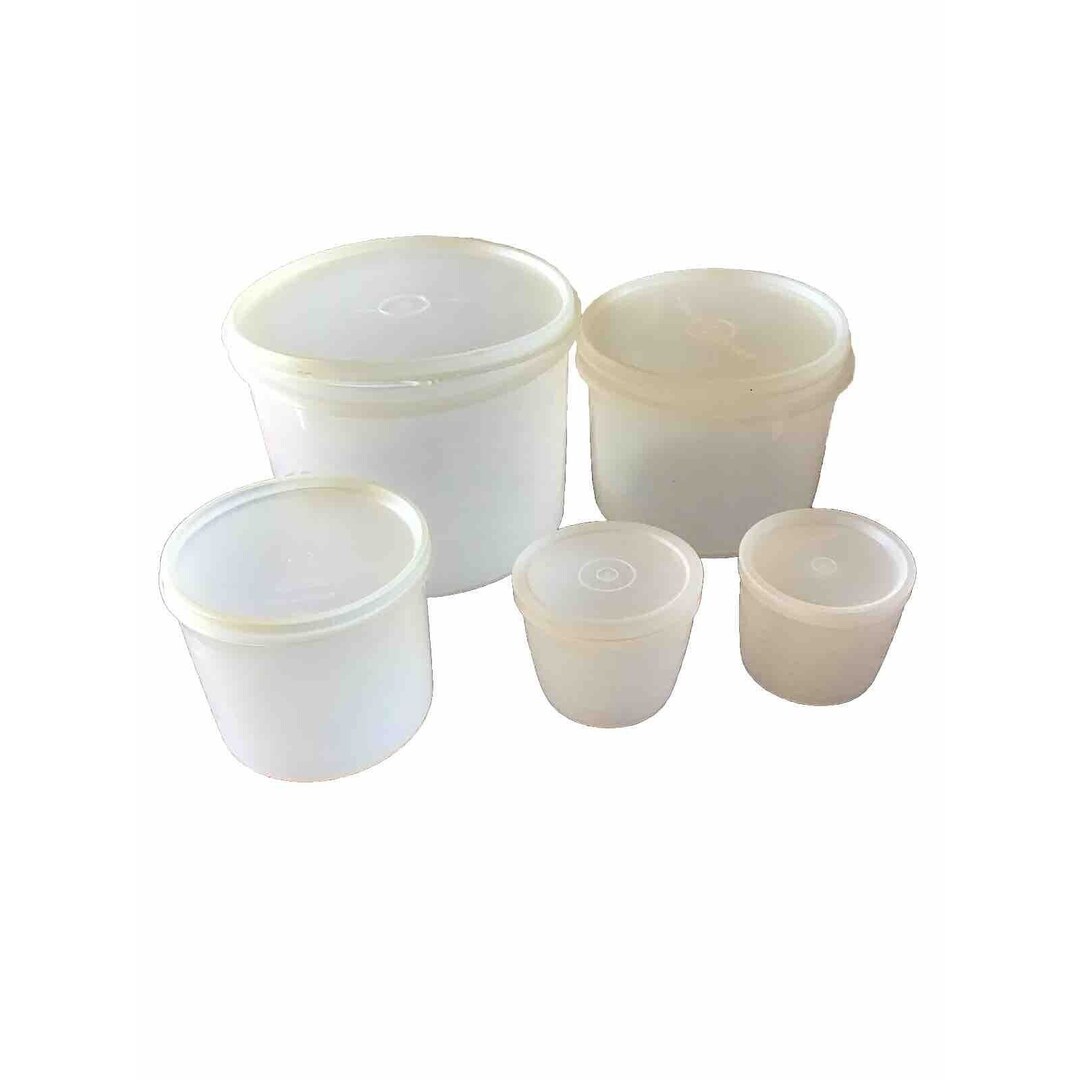 5 Vtg Tupperware Round Canisters Sheer Nesting 263 264 265 266 267 With ...