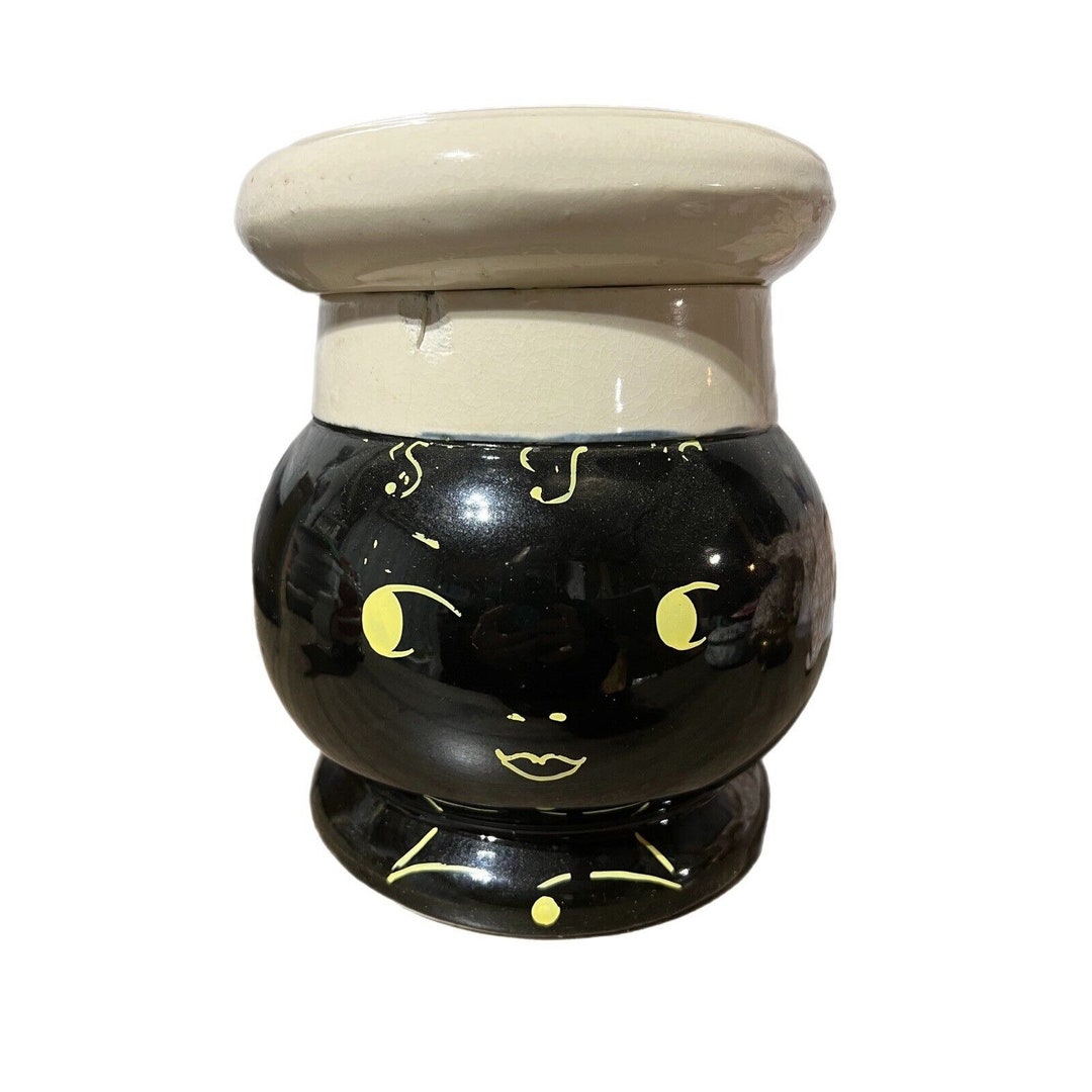 Antique Pottery Happy Chef Hat Cookie Jar Smiley French Mid - Etsy