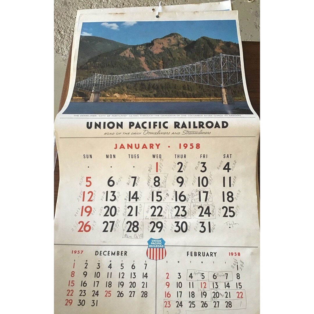 Vintage 1958 Union Pacific Railroad Scenic Calendar Trains Railway - Etsy