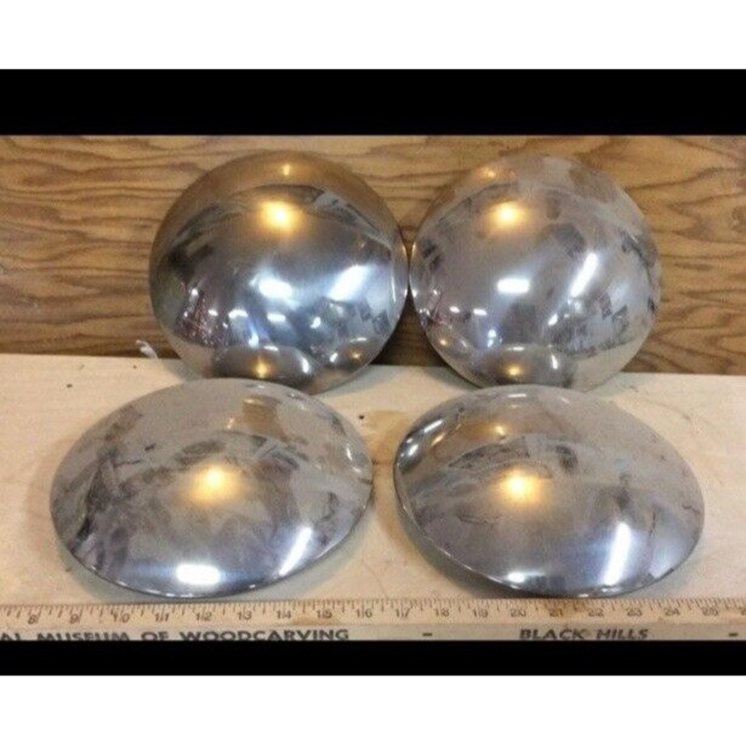 VINTAGE Chrome Moon Hubcaps GM Ford Chevrolet Hotrod Ratrod 9.5 Inch ...