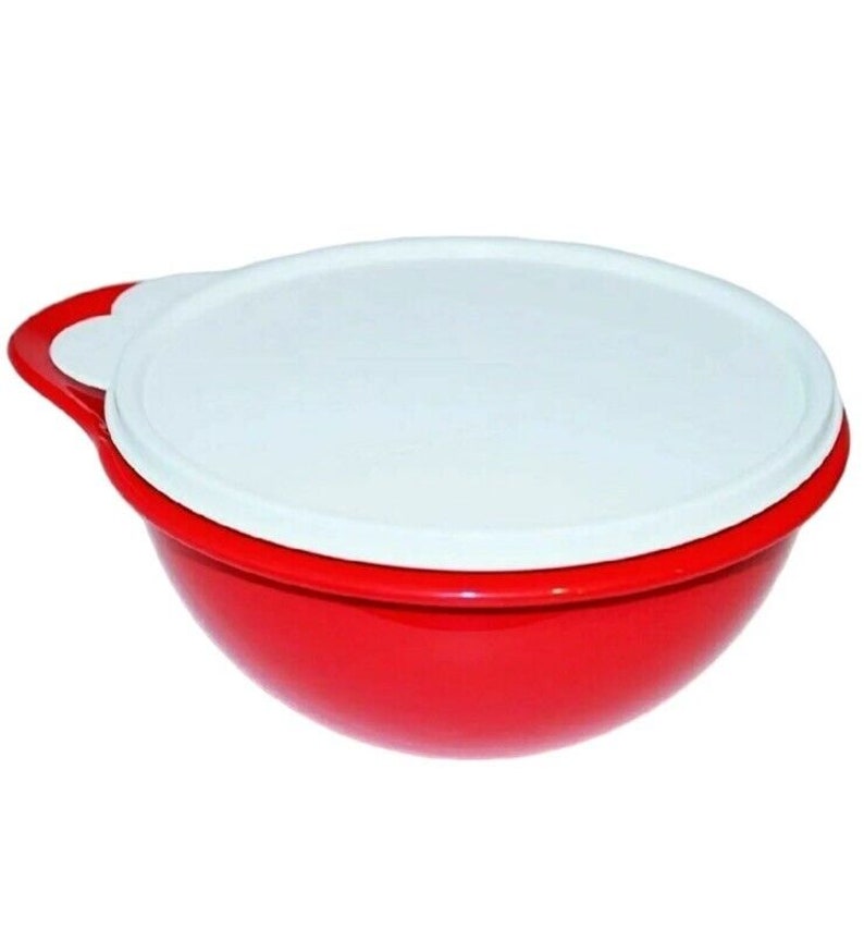 TUPPERWARE Thatsa Bowl Jr 12 C Mix Store Serve Chili Red Air Tight Seal ...