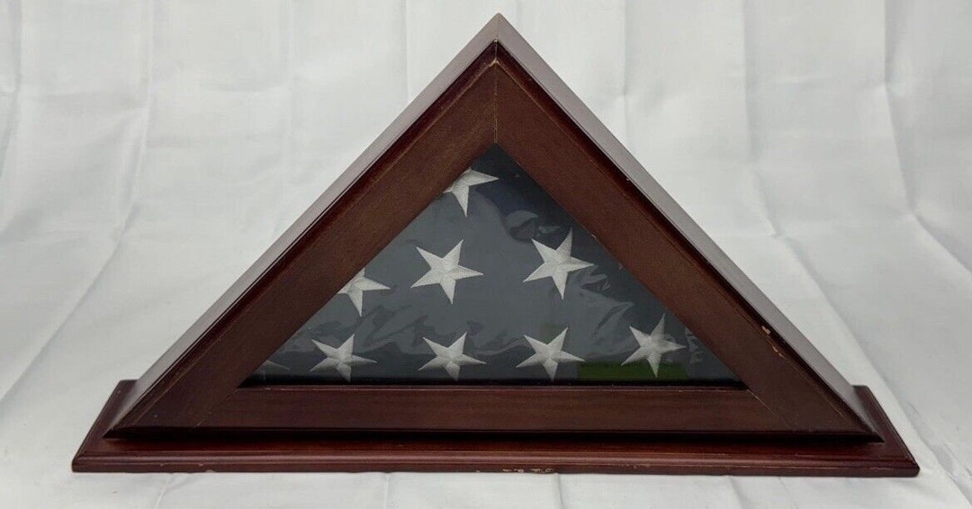 16x8 Flag Display Case W/american Veteran Burial Flag Clear Glass Front ...