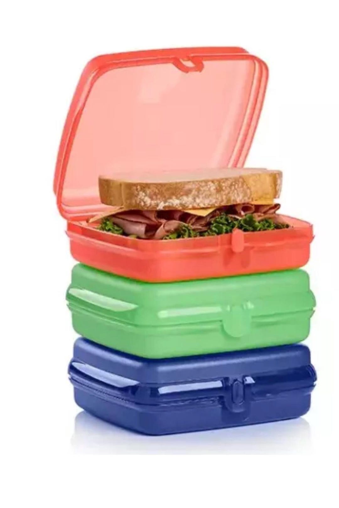 Tupperware Sandwich Keeper Set of 3 Original Clamshell Design Blue ...