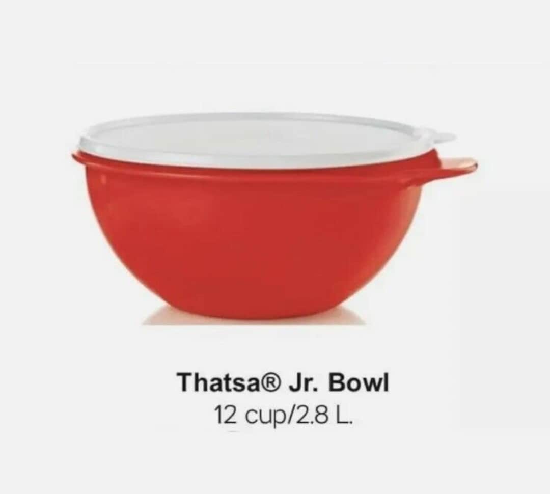 TUPPERWARE Thatsa Bowl Jr 12 C Mix Store Serve Chili Red Air Tight Seal ...