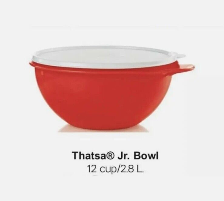 TUPPERWARE Thatsa Bowl Jr 12 C Mix Store Serve Chili Red Air Tight Seal ...