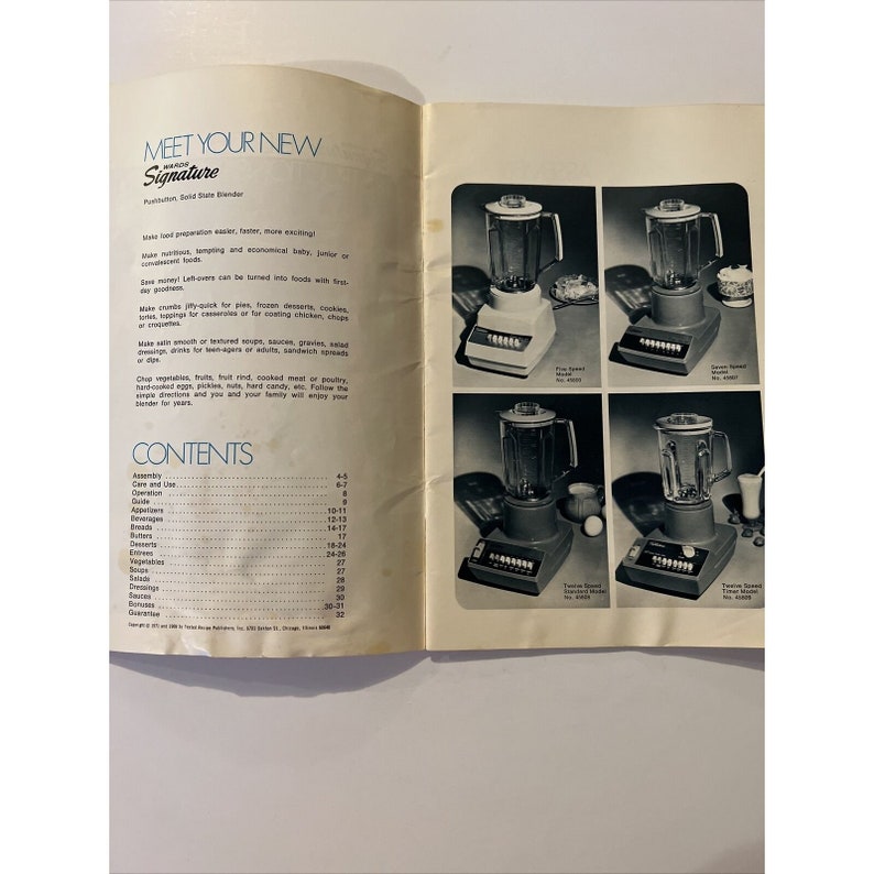 Vintage 1969 Montgomery Ward Signature Blender Instructions Recipes ...