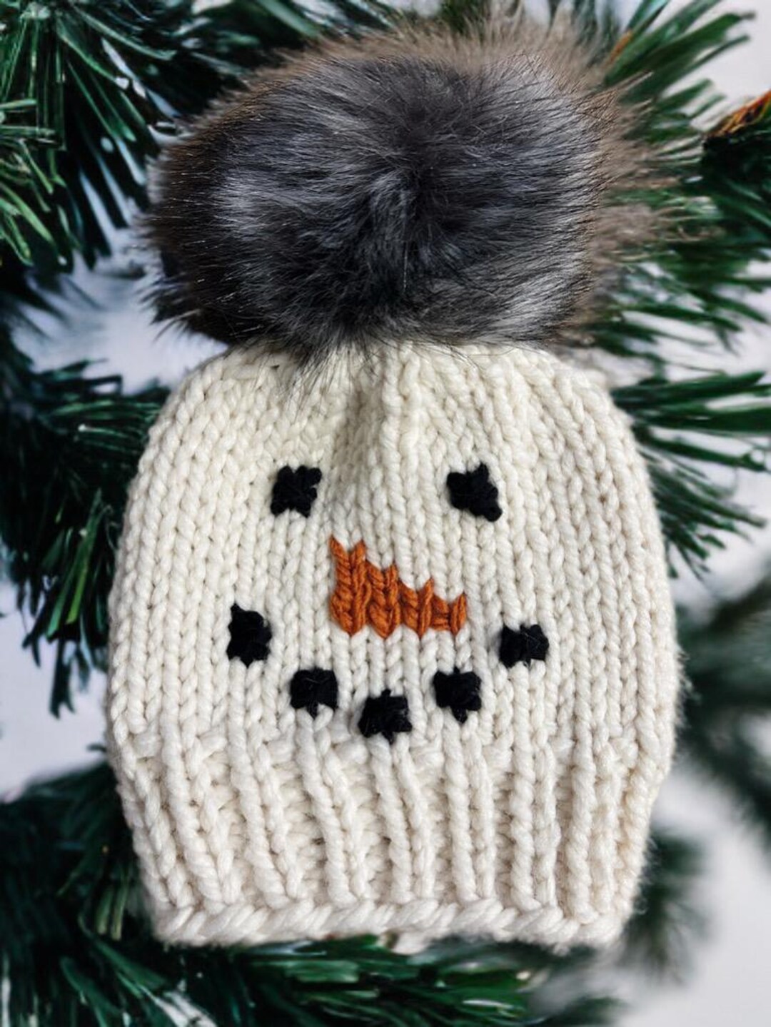 Knitted Snowman Beanie - Etsy