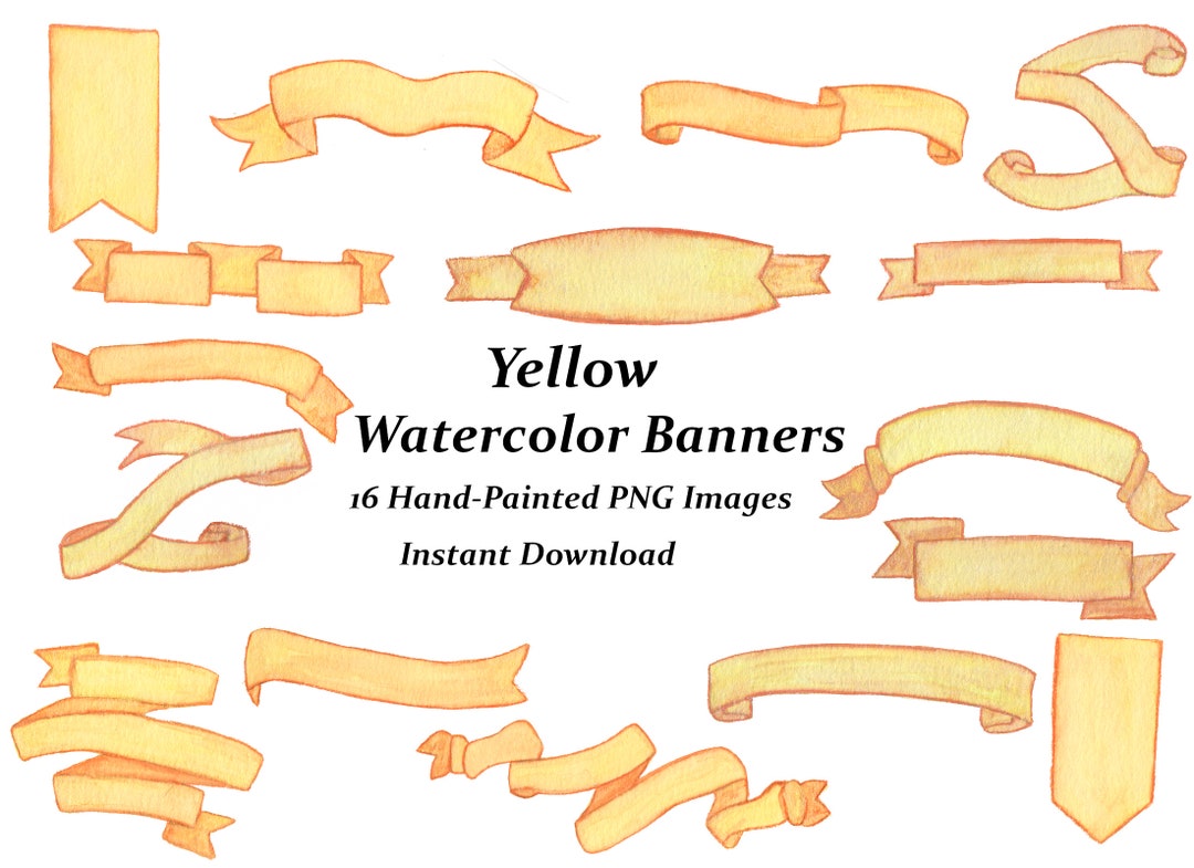 Yellow Banner Clipart-golden Banners-halloween-holiday-fall Wedding ...