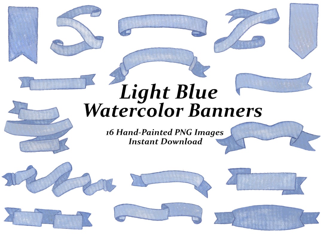 Watercolor Banners-light Blue Banner Clipart-instant Download - Etsy