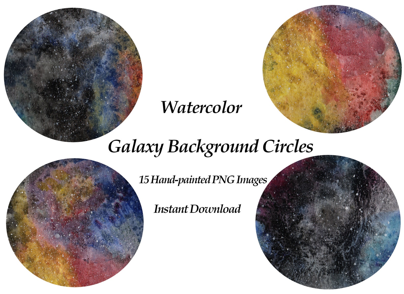 Watercolor Galaxy Background Circles-space-zodiac-night Sky-nasa-nebula ...