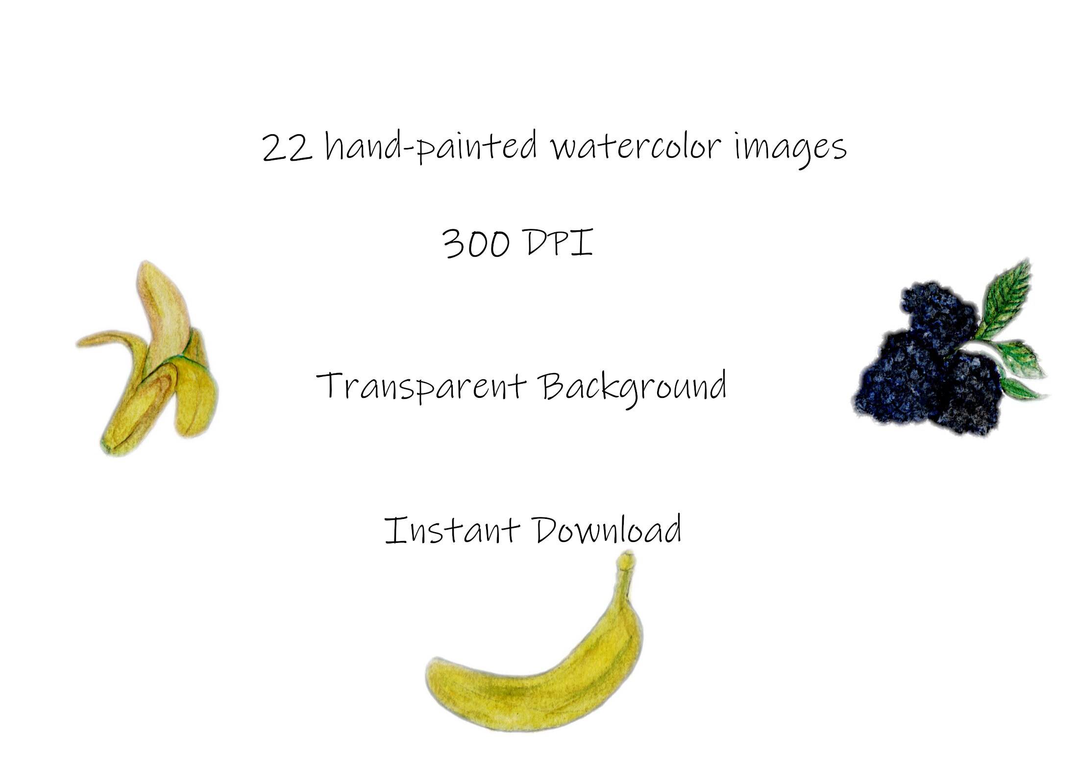 Watercolor Fruit Clipart-watermelon-banana-apples-strawberry-berries ...