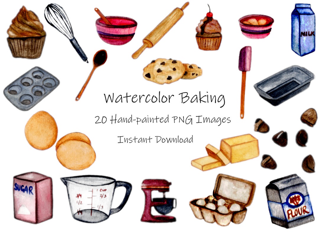 Baking & Cooking Clipart PNG Instant Download-bakery-eggs-butter-flour ...