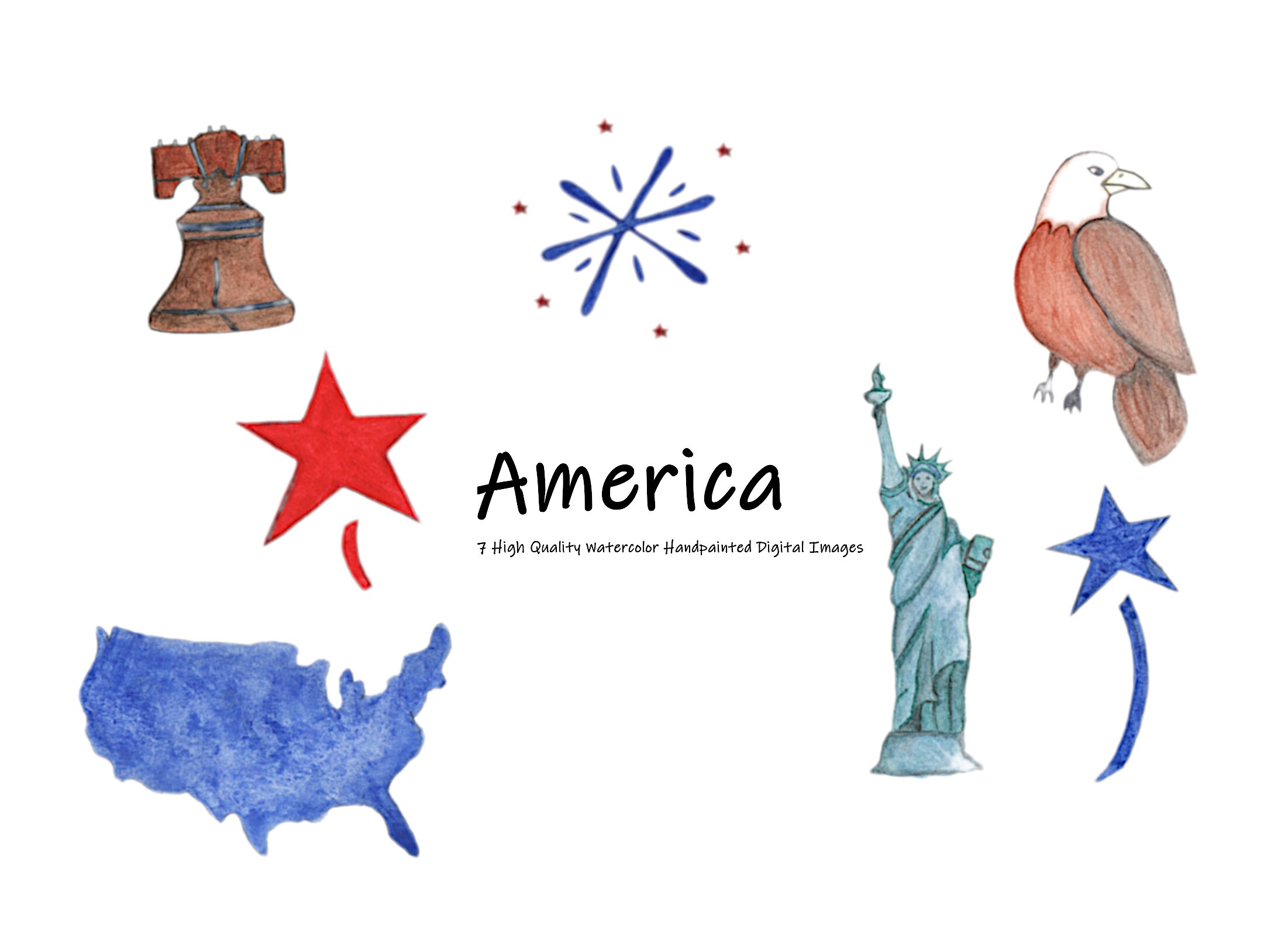 Memorial Day-4th of July-liberty-patriotic-watercolor Printable Clipart ...