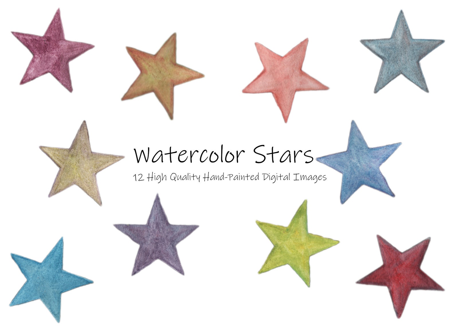 Watercolor Star Clipart-background PNG Digital Download-background ...