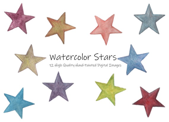 Watercolor Star Clipart-background PNG Digital - Etsy Canada