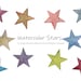 Watercolor Star Clipart-background PNG Digital Download-background ...