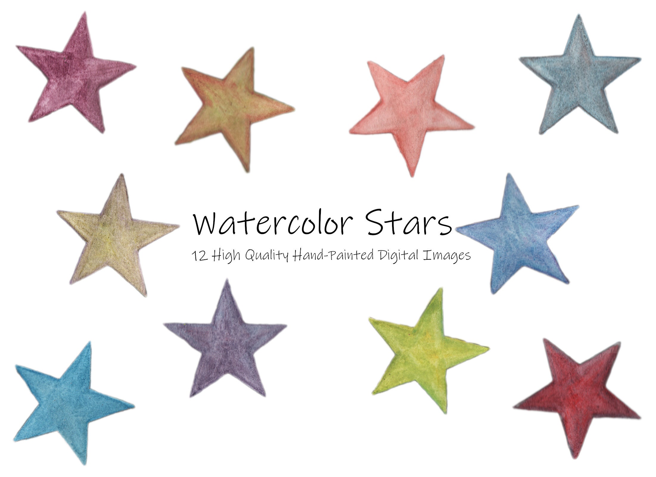 Watercolor Star Clipart-background PNG Digital Download-background ...